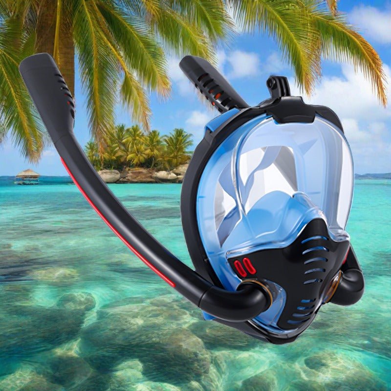 Double Tube Snorkel Mask - Full Face High Flow Silicone Snorkel Mask ...