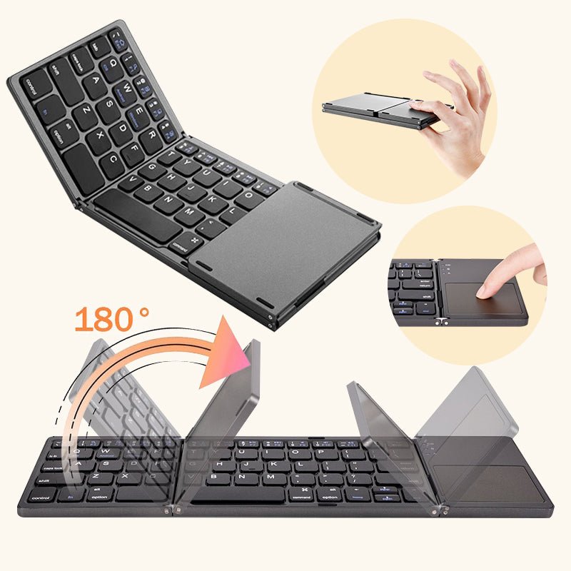 Foldable Full-Size Rigid Keyboard with Trackpad - Portable Typing Comp ...