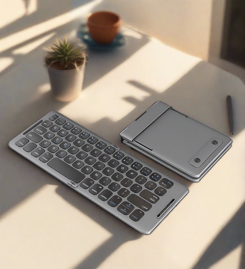 Two-fold Wireless Bluetooth Keyboard - Portable Foldable Keypad for Mu ...